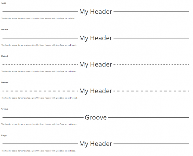 Available line styles for your Line-On-Sides Headers | Cleveland Web ...